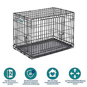 MidWest Homes for Pets Newly Enhanced Double Door iCrate Dog Crate, Includes Leak-Proof Pan, Floor Protecting Feet, Divider Panel & New Patented Features