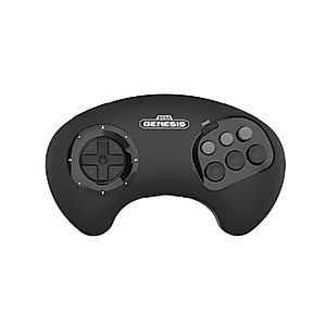 Retro-Bit BIG6 2.4 GHz Sega Genesis Wireless Arcade Controller Pad for Sega Genesis Original/Mini, Switch, PC, Mac - Black