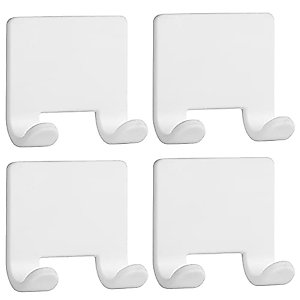 VANZAVANZU Razor Shaver Holder for Shower Wall Adhesive Hooks for Hanging, Bathroom Silicone Waterproof Decorative Shower Hooks Hair Brush Holder for Towel (4 Pack-White)
