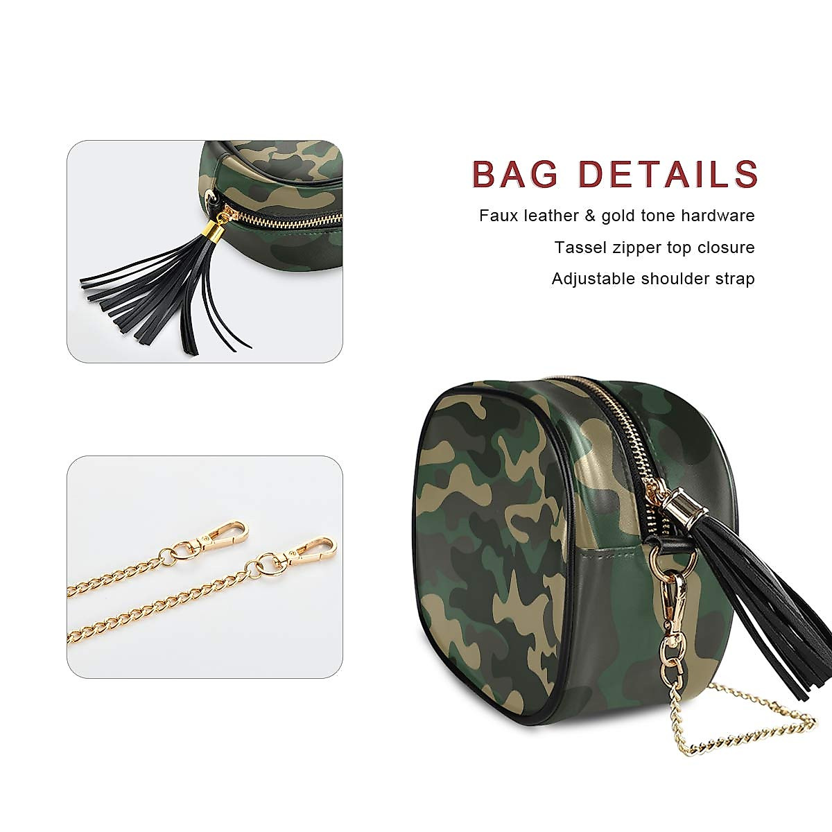 ALAZA Camouflage Military Cross Body Fashion Chain Bag Single Shoulder PU Leather Purse for Women Girls