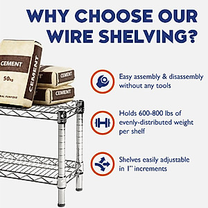 Shelving Inc. 8" d x 36" w Chrome Wire Shelving with 1 Tier Shelf, Weight Capacity 800lbs Per Shelf