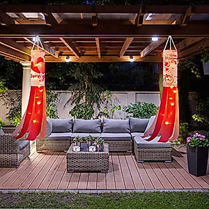 2 Pieces Happy Valentine's Day Windsock Polyester Garden Windsock Heart Pattern Windsock Flag Outdoor Hanging Decorative Windsocks for Valentine's Day Front Yard Patio Lawn Garden (Sweet Style)