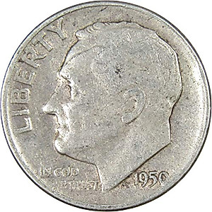 1950 D Roosevelt Dime AG About Good 90% Silver 10c US Coin Collectible