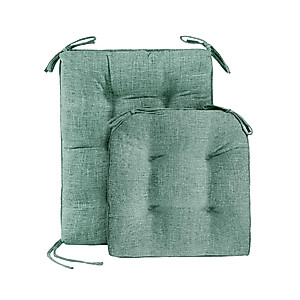 Basic Beyond Rocking Chair Cushions Set of 2, Porch Rocker Cushions for Wooden Rocking Chairs Outdoor with Thick Padding, Back Cushion with Ties, Tufted Seat Cushion with Non-Slip Backing(Green)