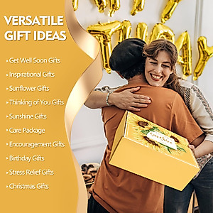 Sunflower Gifts for Women, Get Well Soon Gifts Birthday Gifts with Inspirational Blanket Tumbler for Best Friend Sister Mom - Sending You Sunshine and Hugs Care Package Baskets
