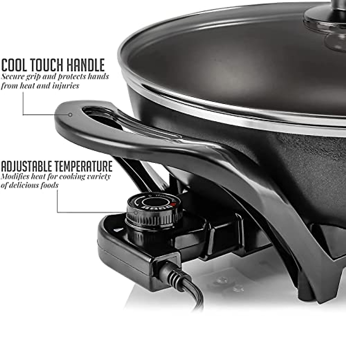 13 Inch Nonstick Electric Skillet - for Roast Fry Steam