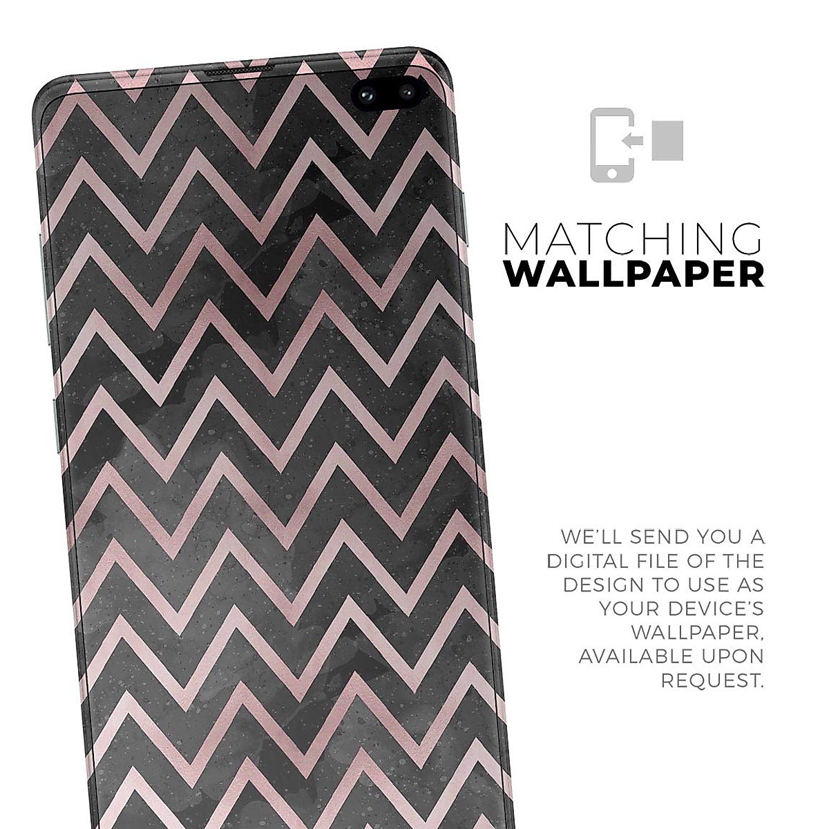 DesignSkinz Karamfila Marble & Rose Gold Chevron v10 | Protective Vinyl Decal Wrap Skin Cover Compatible with The Samsung Galaxy S10e (Full-Body, Screen Trim & Back Glass Skin)
