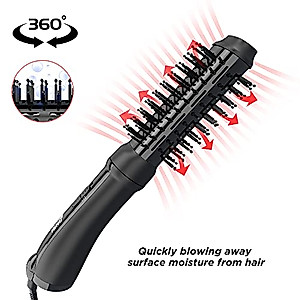 Ceramic Hot Air Brush Styler and Dryer One-Step Hair Dryer and Volumizer Lightweight 1000W Blow Dryer Brush Ionic 3 in 1 Curling Brush Hair Dryer