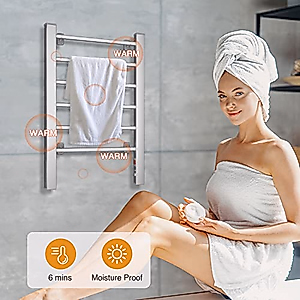 DAILYLIFE Towel Warmer 2-in-1, 6 Bars Heated Towel Rack Freestanding & Wall Mounted, Aluminum Frame for Bathroom