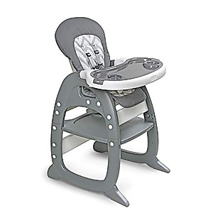 Badger Basket Envee II Baby High Chair with Playtable Conversion – Gray Chevron, 5-Point Harness, Dishwasher Safe Tray, Machine Washable Cushion
