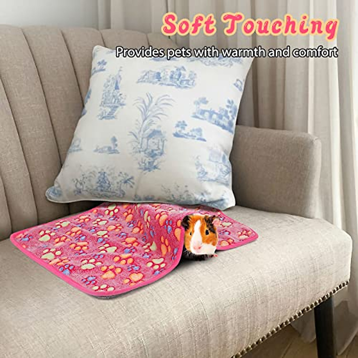 YUEPET Waterproof Guinea Pig Blankets Washable 3 Pack Small Animal Fleece Cage Liners Pet Soft Sleep Mat Pad Cover Warm Flannel Throw for Hamster Guinea Pig Rabbit Chinchilla Hedgehog Ferret 23"×16"
