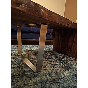 Brushed Stainless Table Legs, Bent Trapezoid Style - Any Size