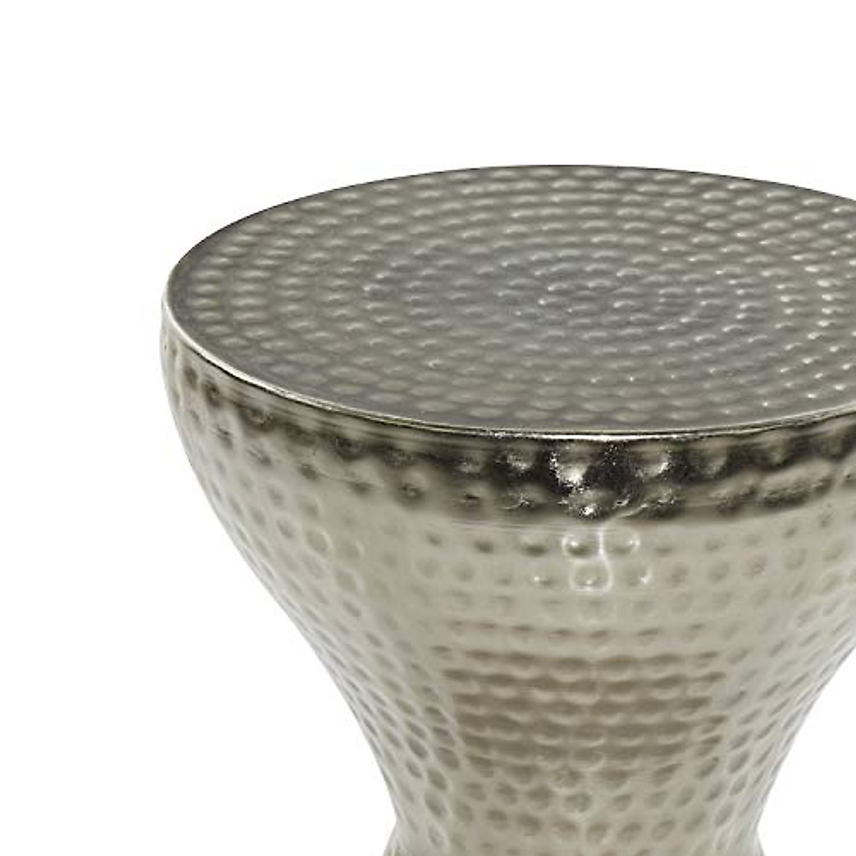 Deco 79 Metal Hammered Accent Table with Hourglass Shape, 14" x 14" x 18", Silver