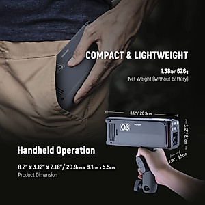 NEEWER Q3 200Ws 2.4G TTL Flash (2nd Version), 1/8000 HSS Strobe Light Photography Monolight with QPRO-C Trigger Compatible with Canon, Diffuser/3200mAh Battery/500 Full Power Pops/Recycle in 0.01-1.8s