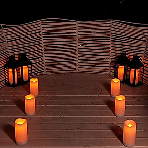 Rlenxen 4" x 8" Reusable Solar Pillar Candles Outdoor Waterproof - Solar Powered Large Flameless Candles with Dusk to Dawn Light Sensor - Great for Lantern, Garden Camping and Home Decor