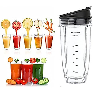 Replacement Blender Cup with Lid (2 Pack) 24 Oz Cups For Ninja Auto iQ BL480 BL482 BL642 NN102 BL682 BL450 BN751 BN801 Foodi SS351 SS401 Ninja Blender Auto iQ Blade