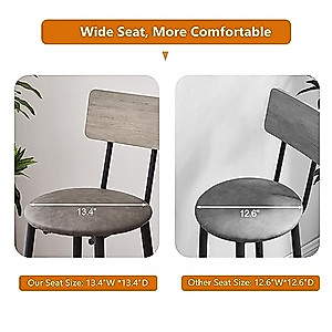 Neylory Bistro Table and Chairs Set of 2, Pub Table and Bar Stool Set, Small Kitchen Dining Table with Upholstered Barstools, Grey