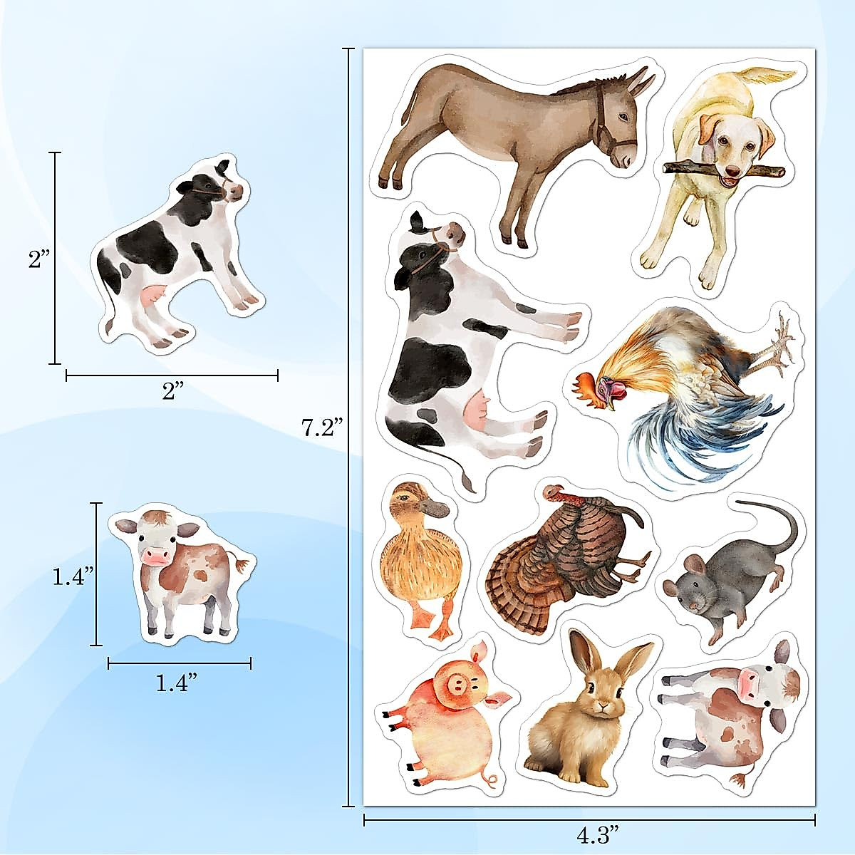 Pack 50 Pcs Farm Animal Stickers for Water Bottles Waterproof Laptop Luggage Computer Scrapbooking Teens Adults Girls Boys Cute Funny Aesthetic Sticker Packs Small Vinyl Decals