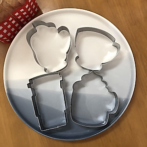 LUBTOSMN Large Coffee Cup Cookie Cutter Set-4 Piece-Coffee Mug, Hot Cocoa Mug, Lette, Teacup Cookie Fondant Biscui Cutters