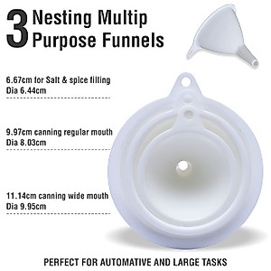 Plastic Funnels for Kitchen Use - 3 Pack of Round Kitchen Funnels for Filling Bottles, Jars & Containers - Kitchen Funnel Set with Holders - Funnels for Kitchen use Filling Bottles, Automotive Use