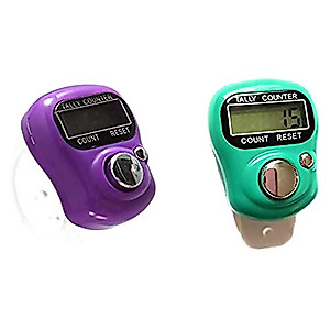 Miaomiaogo Hand Held Useful Digital Display Knitting Crochet Amigurumi Purple/Green Stich Row Tally Counter
