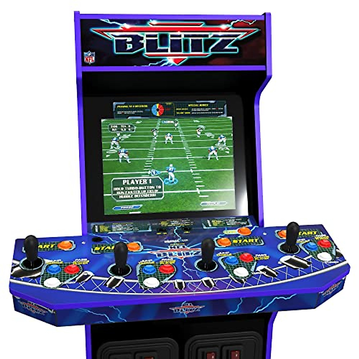 Arcade1Up NFL Blitz Legends Arcade Machine - 4 Player, 5-foot tall full-size stand-up game for home with WiFi for online multiplayer, leaderboards, and a light-up marquee