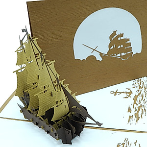 GIA KHANH Sailboat Pop Up Card - 3D Card for Anniversary, Birthday, Father's Day, Graduation, Friendship - Perfect for Man, Boy, Boyfriend, Husband - All Occasions (Lucky Boat)