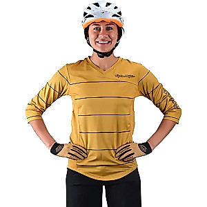 Troy Lee Designs Cycling MTB Bicycle Mountain Bike Jersey Shirt for Women, Mischief Pinestripe (Honey, Large)