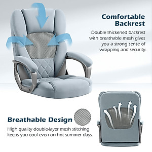 SEATZONE Beige Home Office Desk Chairs with Wheels and Flip-up Armrests,Office Chair Comfortable Ergonomic Velvet Mesh Executive Computer Chairs for Adults and Teens