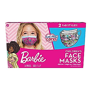 MASKS Children’s Single Use Face, Barbie, 14 Count, Small, Ages 2-7, Kids Toys for Ages 2 Up by Just Play