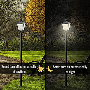 Yaolite 60W LED Post Top Light - LED Pathway Pole Lights with Photocell - 7800LM Outdoor Courtyard Lighting - Garden Lighting Fixture Dusk to Dawn Parking Lot Area Light