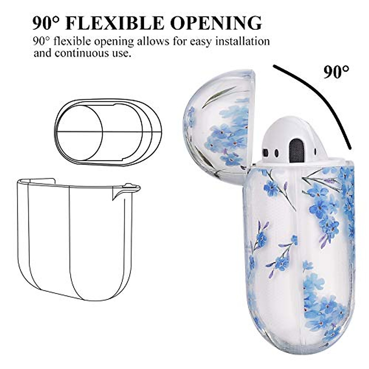 QINGQING Compatible with AirPods Case, 3 in 1 Cute Printed Design Airpods Protective Hard Case Cover Portable & Shockproof Women Men with Keychain for Airpods 2/1 Charging Case
