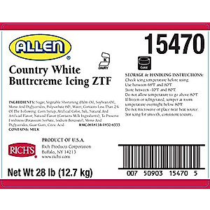Rich's Allen Country White Buttercream Icing ZTF, 28 Pound (Pack of 1)