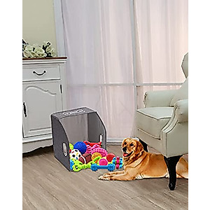 Brabtod Foldable Storage Bin - Rectangle Storage Basket with Handle, Organizer Bin for Pet Toys, Diaper, Shelves, Closet -Gray