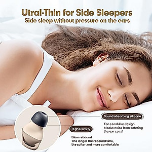 Sleep Earbuds for Side Sleepers Invisible Earbuds Wireless Bluetooth 5.2 Quiet-Comfort Noise Cancelling Earbuds for Sleep Smallest Soft Tiny Ear Buds for Sleeping Bluetooth Hidden Headphones for Work
