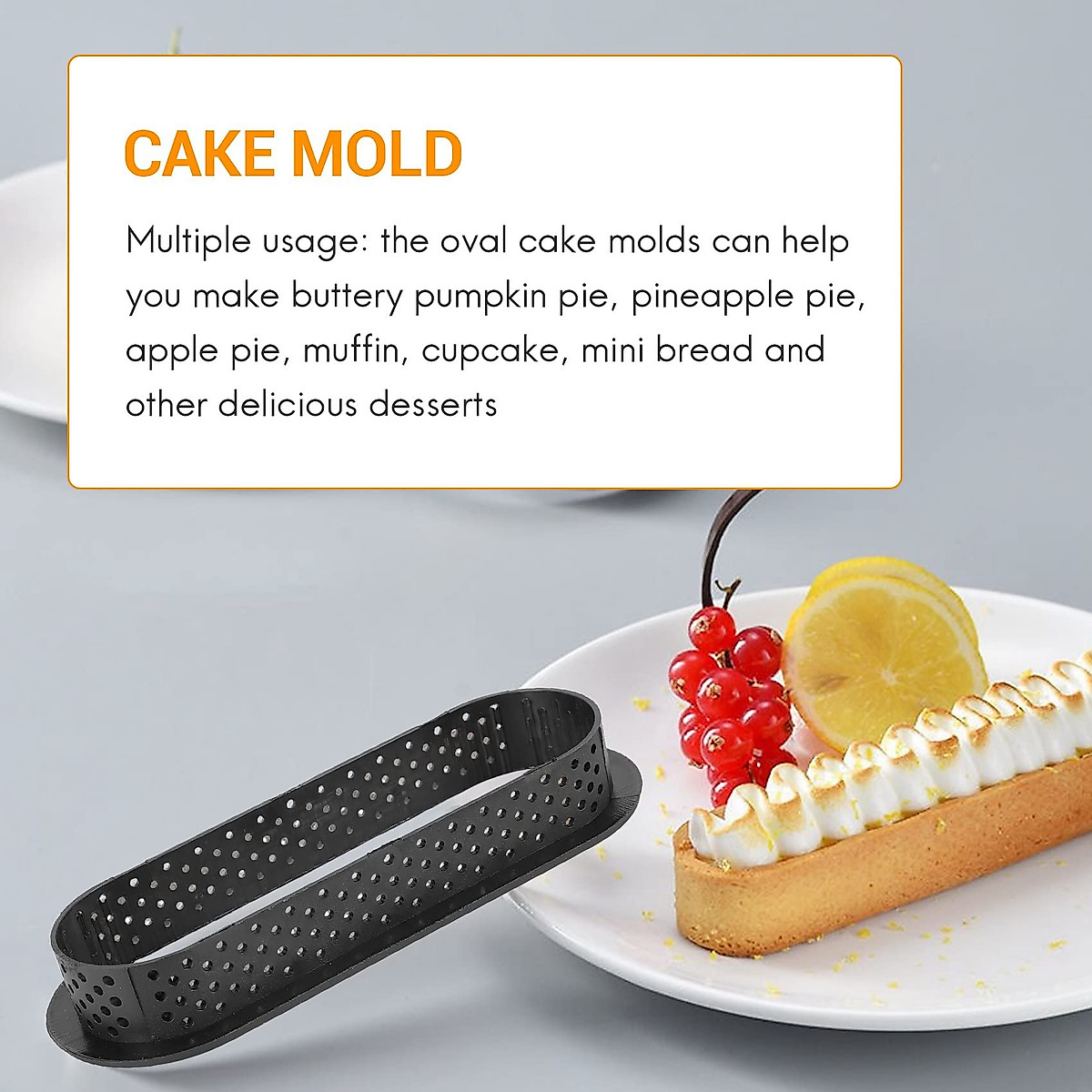 YUPVM 12 Pieces Oval Tart Rings Heat-Resistant Perforated Cake Mousse Non Stick Bakeware Tart Cake Cake Rings