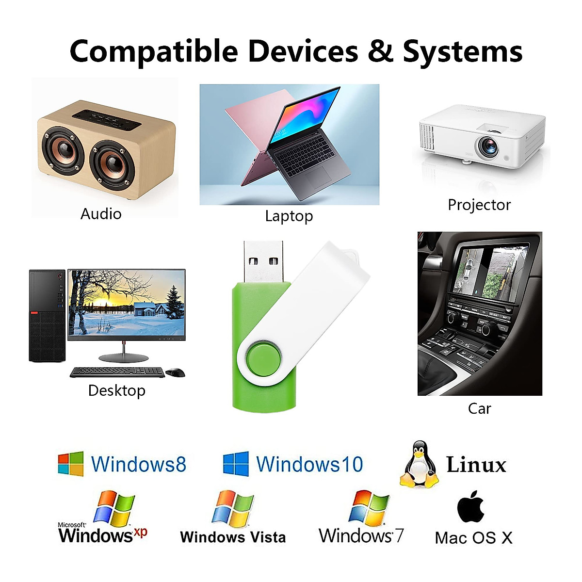 512MB 10 Pack Black USB Flash Drives USB 2.0 Swivel Design Flash Drive for Data Storage Wholesale Thumb Drive Jump Drive Pen Drive Bulk Memory Stick Zip Drives (10 Pack Black, 512MB)