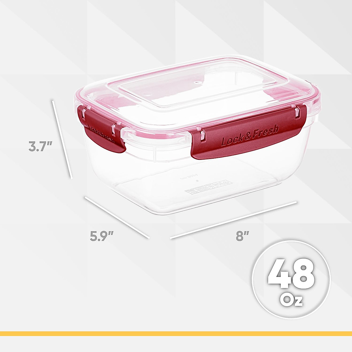 Superio Plastic Food Storage Containers with Airtight Lids, 4 Pack- 48 Oz, BPA Free, Leakproof, Stackable, Microwave, Dishwasher, Freezer Safe, Red