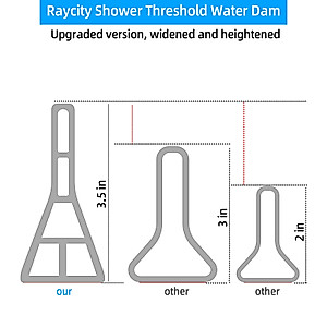 3.5" High Shower Threshold Water Dam, 74 IN Shower Water Splash Guard for Curbless Bath Shower Threshold Water Barrier Stopper for Wet and Dry Separation Bathroom and Kitchen (White/6.2FT)