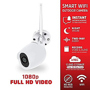 Energizer Connect Smart 1080p HD Certified Weatherproof Outdoor Camera with Remote Access, Motion Alerts, 2 Way Audio and Night Vision | Compatible with Alexa and Google Assistant