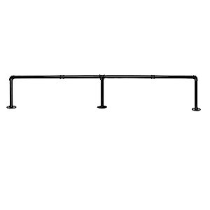 STARKOO Clothes Rack, 72in Industrial Pipe Wall Mounted Clothing Rack, Closet Garment Rack for Hanging Clothes, Heavy Duty Black Steel Iron Hanging Rod Bar for Laundry Room 3 Base