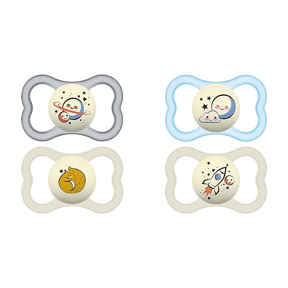 MAM Supreme Night Baby Pacifier, for Sensitive Skin, Patented Nipple, 2 Pack, 16+ Months, Unisex,2 Count (Pack of 1)