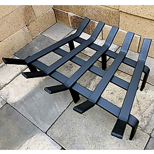 Hi-Flame HIFLAME 15 Inch Fireplace Log Grate Steel Fire Grate for Wood Burning Stove Firewood Holder, Heavy Duty Wide Iron for Indoor Chimney and Outdoor Camping Fire Pit (Black) (15 Inch)