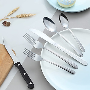 BEWOS 72 Pieces Silverware Set for 12, Cutlery Set with Steak Knives, Stainless Steel Flatware Set, Mirror Polished Flatware, Knives, Forks and Spoons Silverware, Dishwasher Safe Kitchen Utensils Set