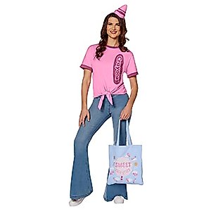 Spirit Halloween Crayola Adult Be Sweet Pink Crayon Costume Kit - M | Officially Licensed | Easy Halloween Costume | Group Costumes
