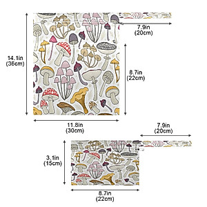 Kigai Colorful Mushroom Wet Dry Bags for Baby Cloth Diapers Waterproof Reusable Wet Bags with 2 Zippered Pockets for Travel Beach Pool Stroller Gym Swimsuits Wet Clothes (2 Pack)