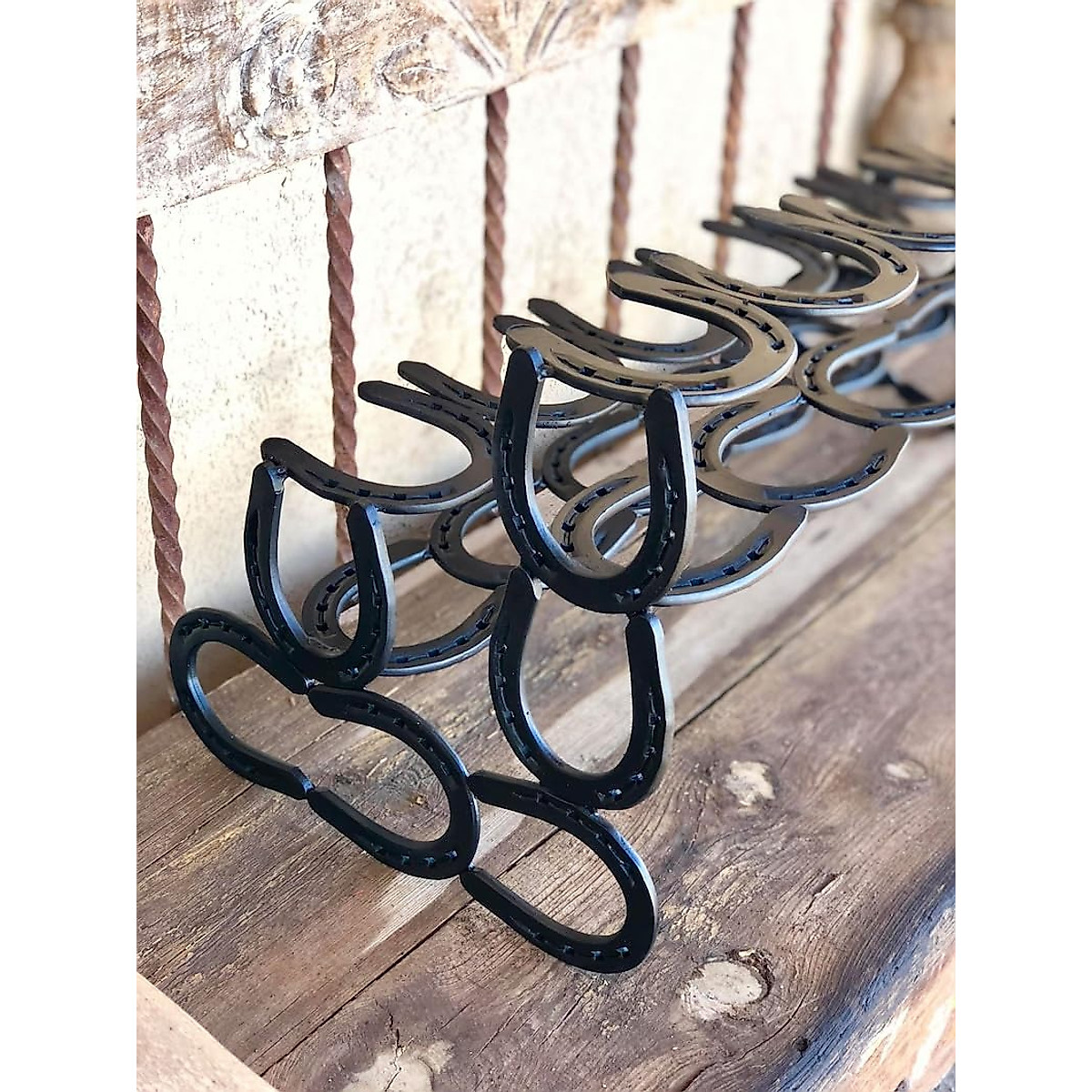 VOFMK Boot Rack, 6 Pairs of Boots, Horseshoe Decor, Horseshoe Art, Boot Holder, Shoe Organizer, Cowboy Boot Rack, Gift for her or him