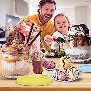 24oz Replacement for Ninja Creami Deluxe Pints and Lids for Ninja NC501 NC500 Creami Deluxe Ice Cream Makers, Ice Cream Container with Lid, Dishwasher Safe, Reusable (4 Pack)