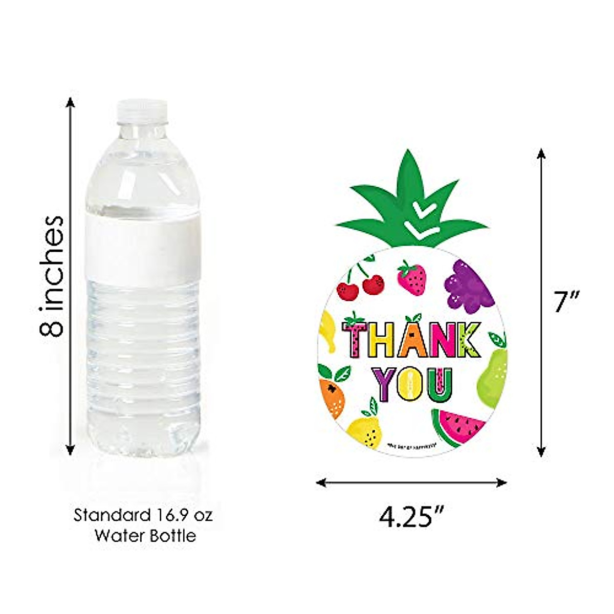 Big Dot of Happiness Tutti Fruity - Shaped Cards - Frutti Summer Baby Shower or Birthday Party Thank You Note with Envelopes - Set of 12