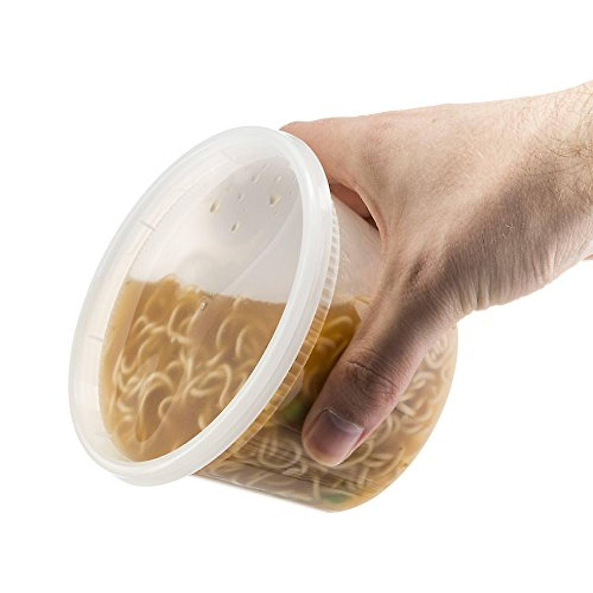 Basix [24 Count 16 Oz Combo] Disposable plastic Deli Food Storage Containers With Plastic Lids, Leakproof, Great For Meal Prep, Picnic, Take Out, traveling, Fruits, Snack, or Liquids